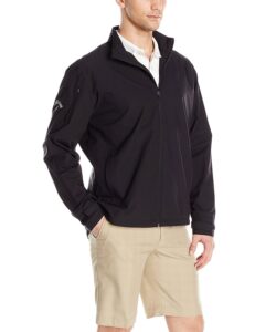 callaway men's long sleeve full-zip wind jacket, wind and water resistant, weather series, performance apparel for men, extended sizes, black, x-large