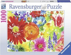 ravensburger abundant blooms | 1000-piece jigsaw puzzle for kids and adults | precision-made for perfect fit | unique anti-glare surface | engaging activity for brain development