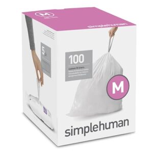 simplehuman code m custom fit drawstring trash bags in dispenser packs, 100 count, 45 liter / 11.9 gallon, white