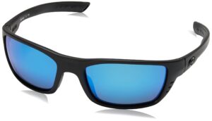 costa del mar mens whitetip rectangular sunglasses, blackout/blue mirrored polarized-580g, 58 mm