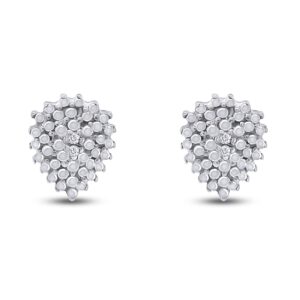 white natural diamond stud earrings in 14k white gold over sterling silver (0.04 ct)