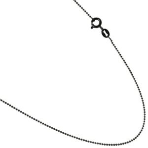 josco 1mm bead chain. black rhodium plated over .925 sterling silver. 16,18,20,24,30,36 inches (30)