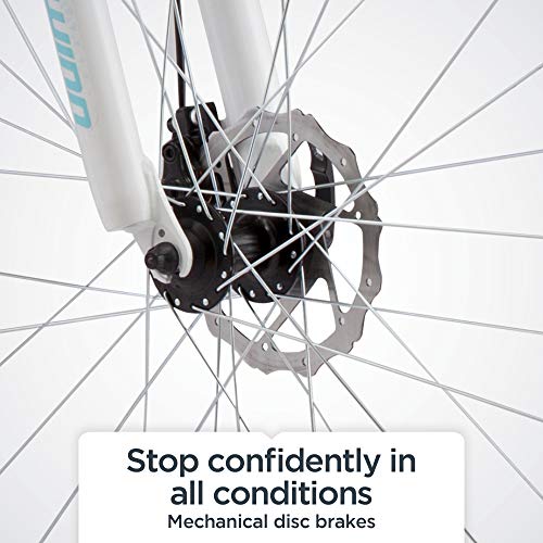 Schwinn GTX 2.0 Comfort Adult Hybrid Bike for Men and Women, Dual Sport Bicycle, 700c Wheels, 17-Inch Step-Through Aluminum Frame, 21-Speed Twist Shifters, Mechanical Disc Brake, Light Blue