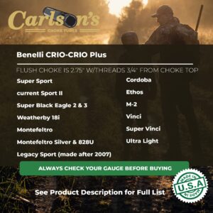 Carlsons Choke Tubes 20 Gauge Compatible for Benelli Crio Plus [ Early Season | 0.610 Diameter ] Titanium-Coated Steel | Prairie Storm Choke Tube | Made in USA