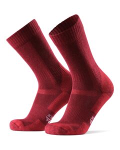 danish endurance merino wool cushioned hiking socks 1-pack for men & women, made in eu, walking, trekking, work, outdoor (wine red, us women 11-13 // us men 9.5-12.5)