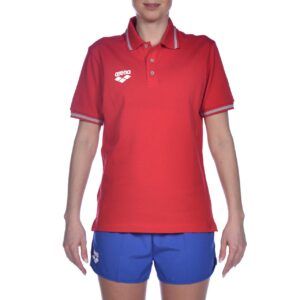 arena standard team line short sleeve polo shirt for men and women, red, m