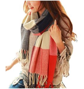 loritta womens scarf fashion long plaid shawls wraps big grid winter warm lattice large scarves gifts,red navy lattice