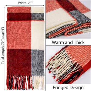 Loritta Womens Scarf Fashion Long Plaid Shawls Wraps Big Grid Winter Warm Lattice Large Scarves Gifts,Red Navy Lattice