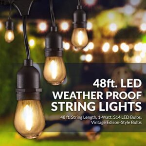 Newhouse Lighting CSTRINGLED18 Hanging Sockets | Weatherproof Technology String Light, 48 ft, Black, 48 ft