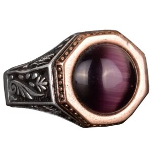 men's 925 sterling silver handmade ring with natural amethyst gemstone - byzantine empire design