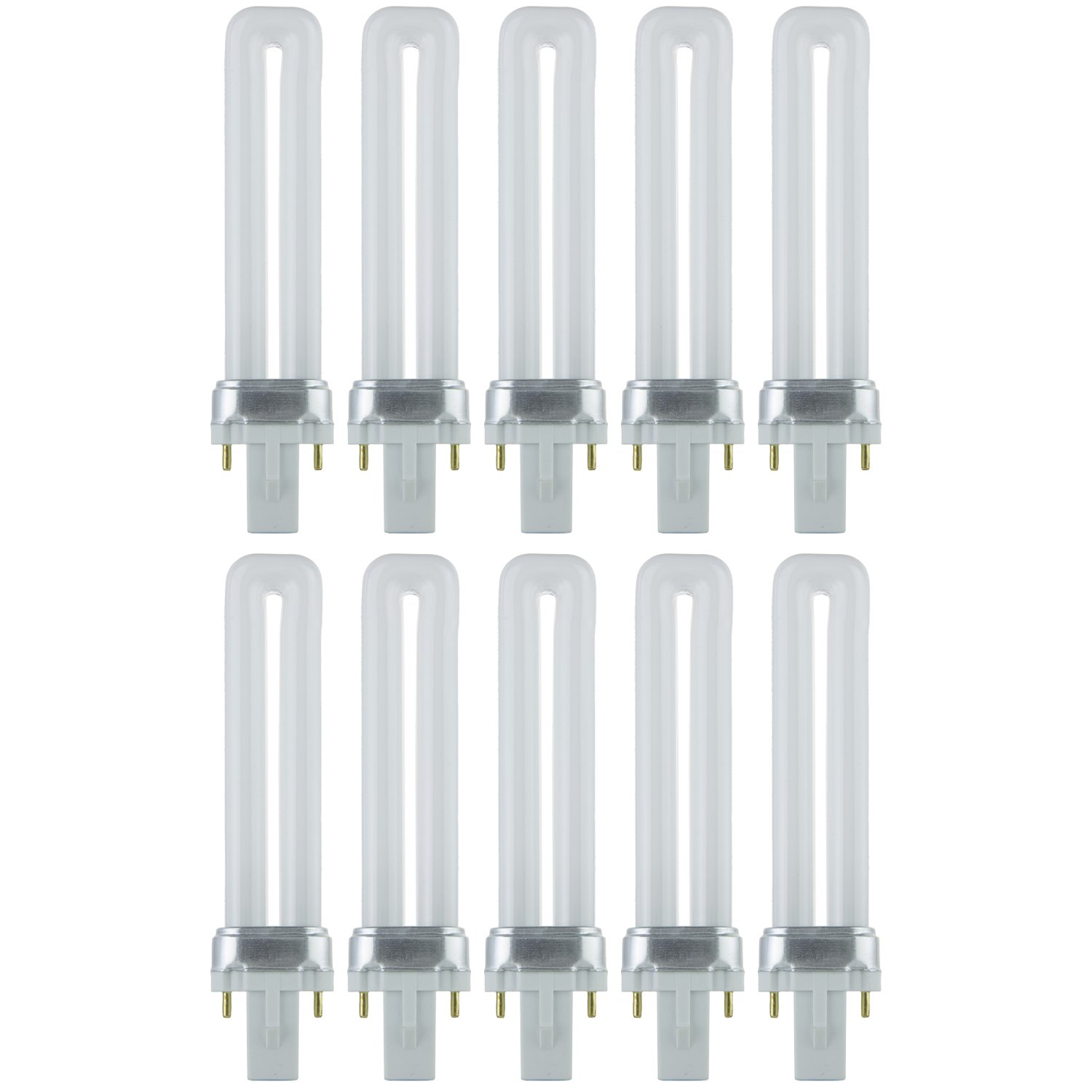 Sunlite 40501 PL7/SP41K Plugin U-Shaped Compact Fluorescent Lamp, 7 Watts, 360 Lumens, 4100K Cool White, 2-Pin (G23) Base, 10 Pack