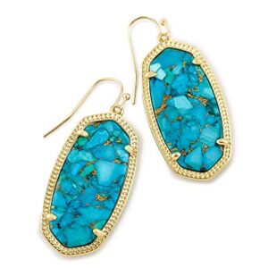 Kendra Scott Elle Drop Earrings for Women, Fashion Jewelry, 14k Gold-Plated, Bronze Veined Turquoise