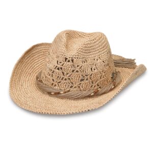 wallaroo hat company – women’s tina cowboy – natural fiber with adjustable sizing for medium crown sizes – trendy and chic sun hat for casual all-season looks and everyday sun protection (natural)