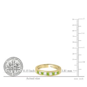 Dazzlingrock Collection Princess Cut Peridot & White Diamond Ladies Wedding Band Stackable Ring in 10K Yellow Gold, Size 10