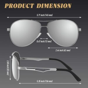 CGID GA61 Premium Al-Mg Alloy Pilot Polarized Sunglasses UV400, Full Mirrored Spring Hinges Sun Glasses for Men Women Mens Shades