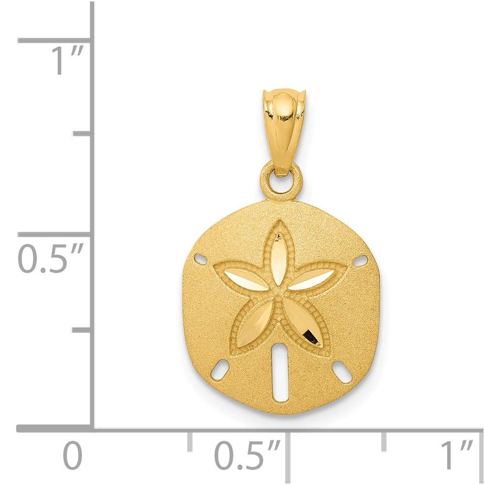 Jewels By Lux 14K Yellow Gold Satin Diamond-cut Sand Dollar Pendant