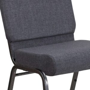 Flash Furniture 4 Pack HERCULES Series 21''W Church Chair in Dark Gray Fabric - Silver Vein Frame