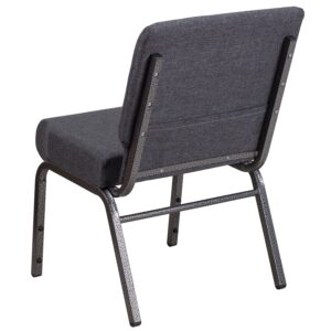 Flash Furniture 4 Pack HERCULES Series 21''W Church Chair in Dark Gray Fabric - Silver Vein Frame