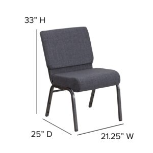 Flash Furniture 4 Pack HERCULES Series 21''W Church Chair in Dark Gray Fabric - Silver Vein Frame