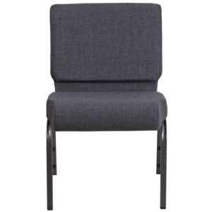 Flash Furniture 4 Pack HERCULES Series 21''W Church Chair in Dark Gray Fabric - Silver Vein Frame