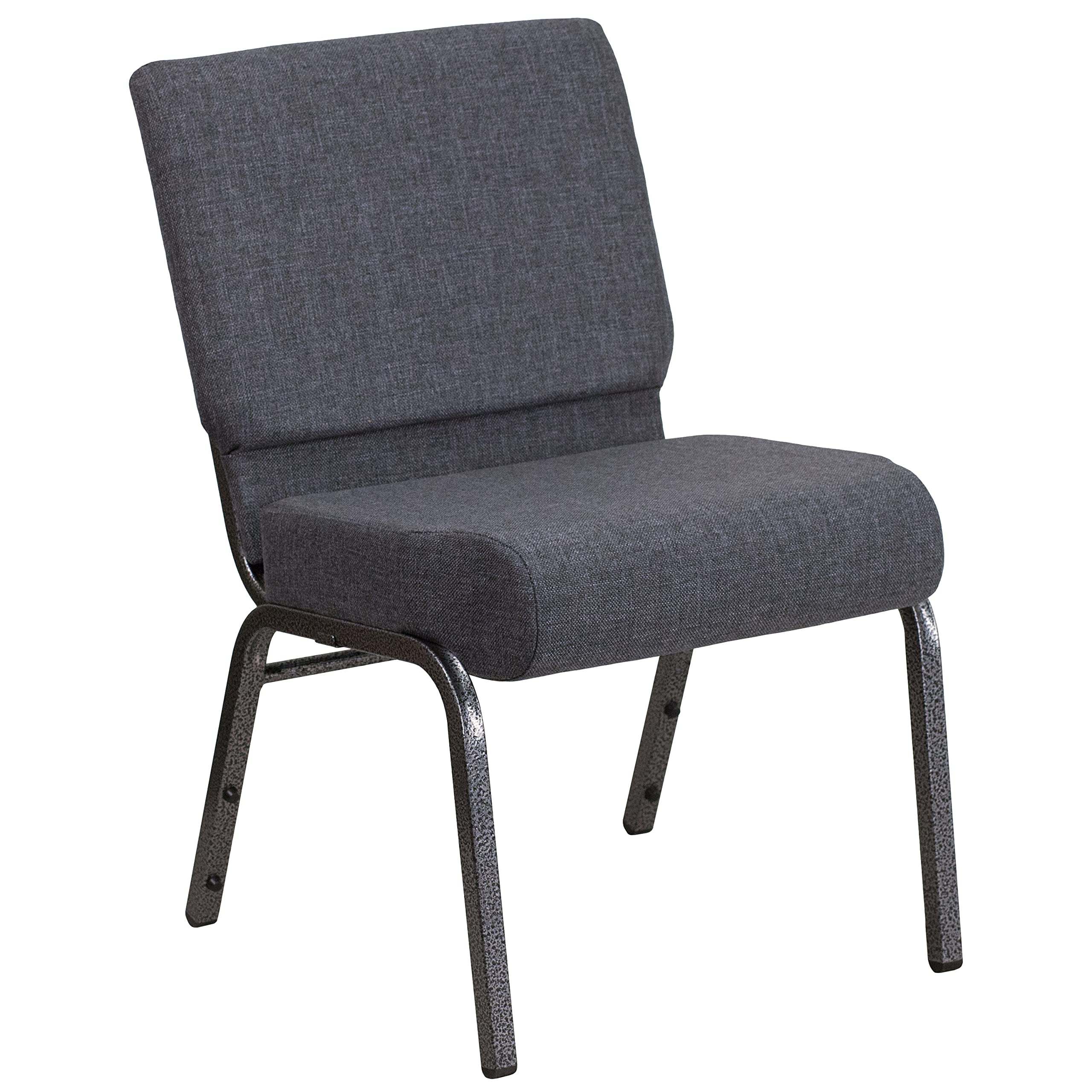 Flash Furniture 4 Pack HERCULES Series 21''W Church Chair in Dark Gray Fabric - Silver Vein Frame