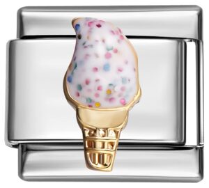 stylysh charms icecream cone sprinkles enamel italian 9mm link fo009 fits traditional classic