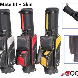 A99Golf Travel Mate with Skin Cover Wheeled W. TSA Lock Air Porter Golf Travel Bag cart Bag Travel Cover Golf Bag (Blk/Gold)