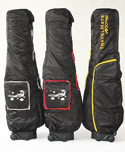 A99Golf Travel Mate with Skin Cover Wheeled W. TSA Lock Air Porter Golf Travel Bag cart Bag Travel Cover Golf Bag (Blk/Gold)