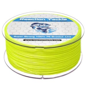 reaction tackle braided fishing line hi vis yellow 10lb 150yd