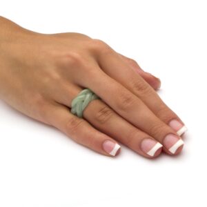 PalmBeach Genuine Green Jade Braided Eternity Ring Sizes 6-12 Size 7