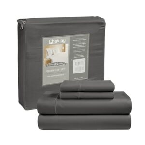 queen sheet set for queen size bed, egyptian cotton sheets queen size with bedding sheets & pillowcases. 800 tc queen bedding hotel sheets with deep pocket queen sheets (fits upto 18") - charcoal