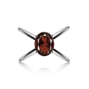 ice gems sterling silver african garnet oval criss cross ring, size 7