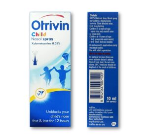 otrivin child nasal spray 0.05% (60 meterd dose, 0.33 fluid ounzes) for infant and children under 1 year of age and up to 6 years of age, effective unblocks your child's nose fast & last for 12 hours