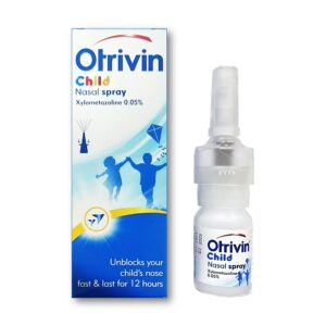 Otrivin child Nasal Spray 0.05% (60 Meterd dose, 0.33 Fluid ounzes) for Infant and Children Under 1 Year of Age and up to 6 Years of Age, Effective Unblocks Your Child's Nose Fast & Last for 12 Hours