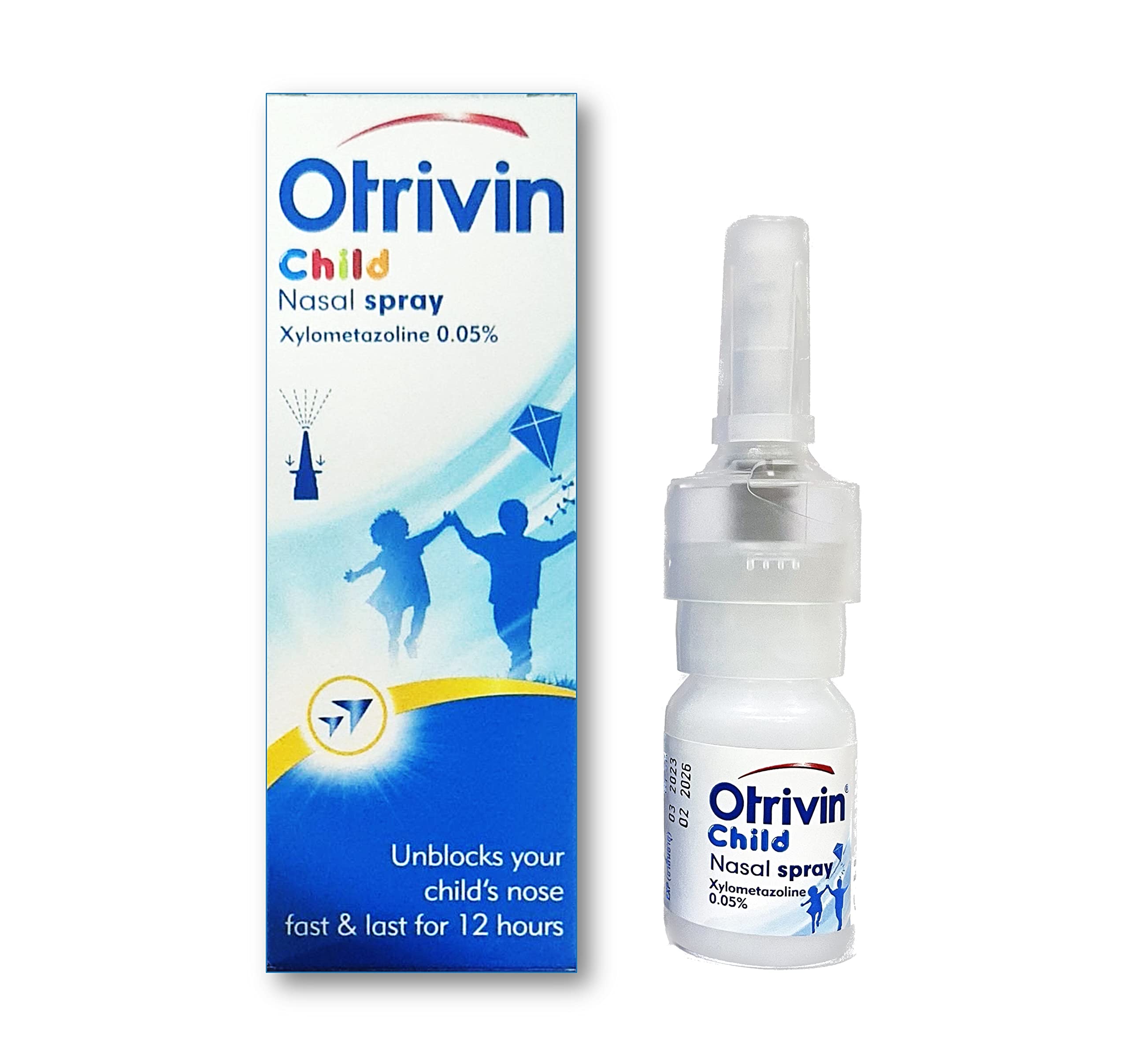 Otrivin child Nasal Spray 0.05% (60 Meterd dose, 0.33 Fluid ounzes) for Infant and Children Under 1 Year of Age and up to 6 Years of Age, Effective Unblocks Your Child's Nose Fast & Last for 12 Hours