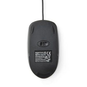 Amazon Basics 3-Button Wired USB Computer Mouse, Black - Pack of 30