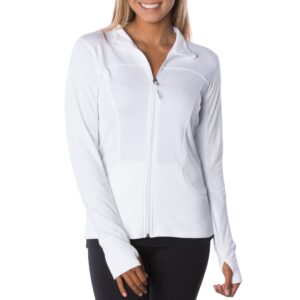 global blank define jacket womens athletic jackets for workout, scrub and gym jackets women, white, small