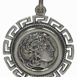 Alexander The Great Lysimachos Silver Coin Pendant - Meander - Macedonia King