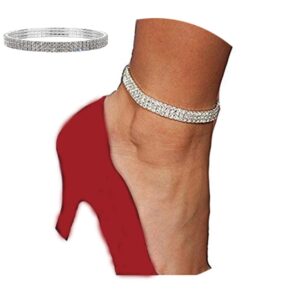 Kiokioa Charm Anklets For Women Crystal Rhinestone Stretch Tennis Anklet Elastic Anklet