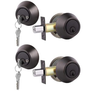 gobrico 2 keyed alike double cylinder deadbolts door locks with same key oil rubbed bronze finished