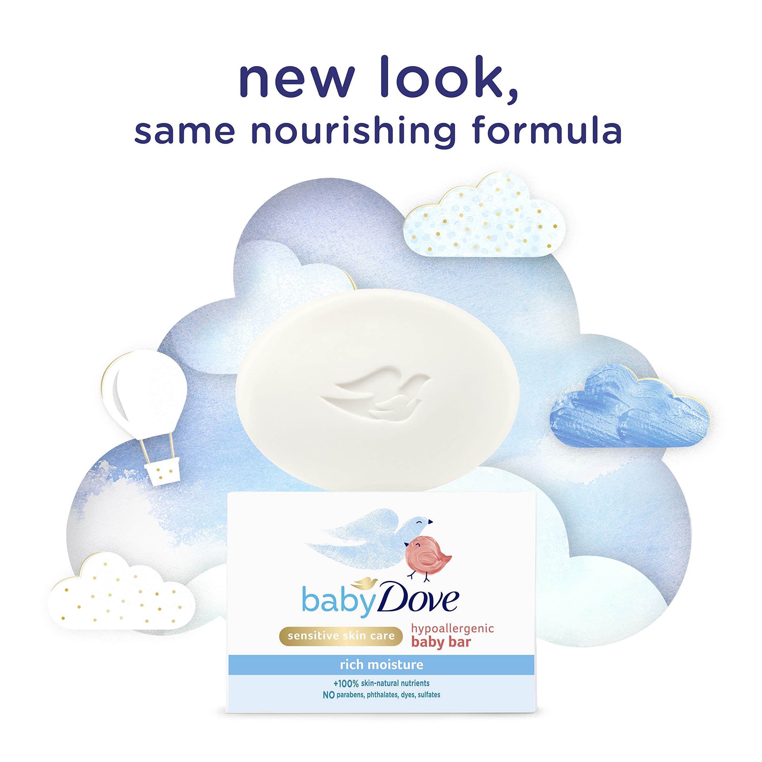 Baby Dove Bar Soap Rich Moisture More Gentle and Nourishing than Ordinary Baby Soap Bars Washes Away Bacteria, 3.17 Ounce (Pack of 8)