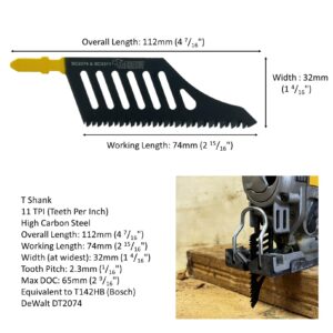 3 x SabreCut JSSC2074_3 T Shank HCS Wood Flush Cutting DT2074 Jigsaw Blades for Dewalt, Bosch and Many Others