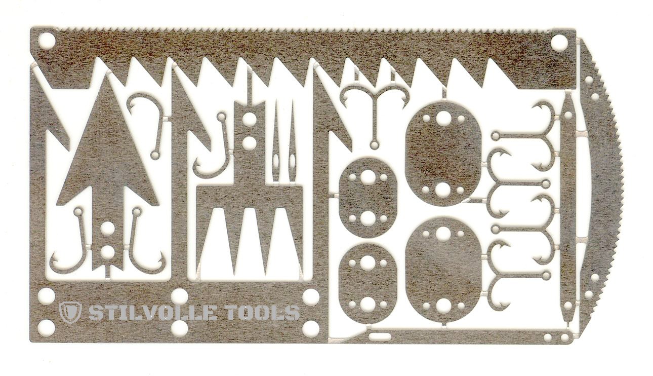 Stilvolle Tools Survival Card Tool Hook Size That Contains The 12 Features to Help Survival Card 12 Survival time to Card Size, Hook Small, Arrowhead A, Arrowhead B, (Silver)