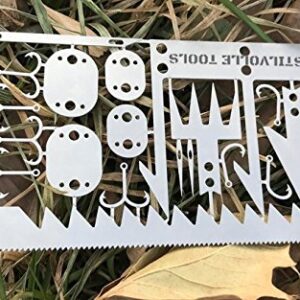 Stilvolle Tools Survival Card Tool Hook Size That Contains The 12 Features to Help Survival Card 12 Survival time to Card Size, Hook Small, Arrowhead A, Arrowhead B, (Silver)