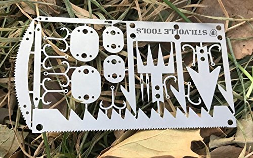 Stilvolle Tools Survival Card Tool Hook Size That Contains The 12 Features to Help Survival Card 12 Survival time to Card Size, Hook Small, Arrowhead A, Arrowhead B, (Silver)