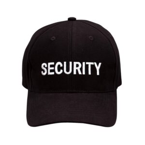 3c products black security cap w/white security embroidered logo 6 panels hat