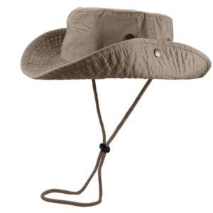 gelante 100% cotton stone-washed adjustable bucket safari boonie sun hats.1910-1pc khaki l/xl