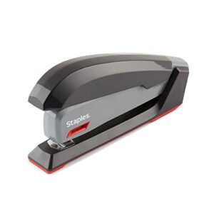 staples 1798852 one-touch desktop stapler full-strip capacity gray/black/red (44425)