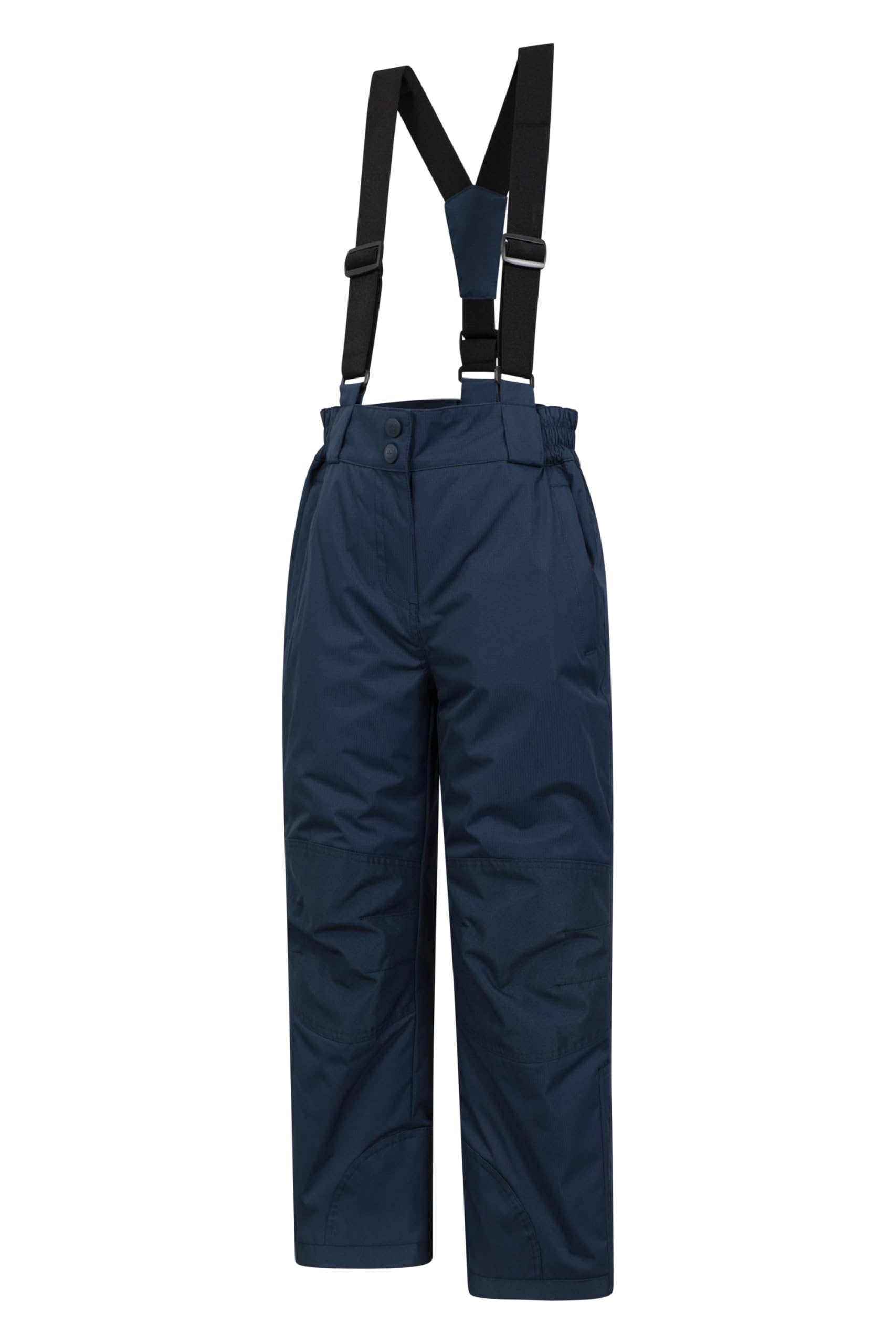 Mountain Warehouse Kids Winter Snow Pants, Reinforced Knees -Boys & Girls Ski Salopette Dark Blue 7-8 Years