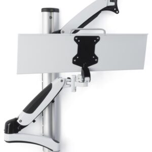 Displays2go Monitor Desk Mount Stands, Aluminum, Adjustable Height – Silver (VMSSWWMA27)